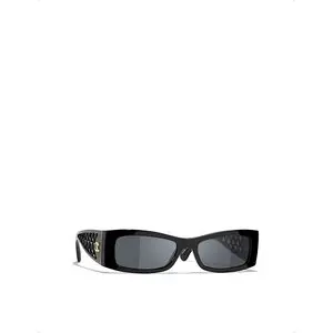 Chanel Ch5566 Rectangle-frame Acetate Sunglasses