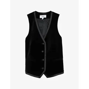 REISS Wren Tailored-fit Velvet Waistcoat - Black