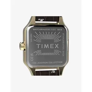 Timex® Addison 23mm Brass And Leather Strap Quartz Watch