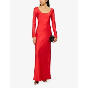 Anna October Margit Long Sleeve Satin Maxi Dress