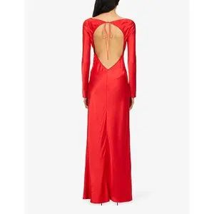 Anna October Margit Long Sleeve Satin Maxi Dress
