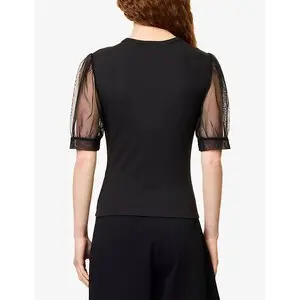 FRAME Tulle-sleeve Stretch-woven Top