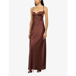 Anna October Norma Sculpted Satin Maxi Dress