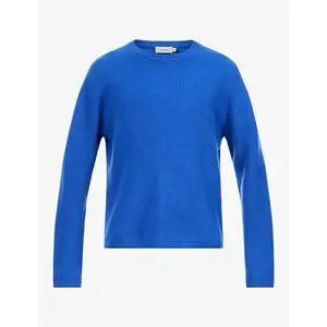 FRAME Crewneck Textured Wool-and-cashmere Jumper - Deep Blue