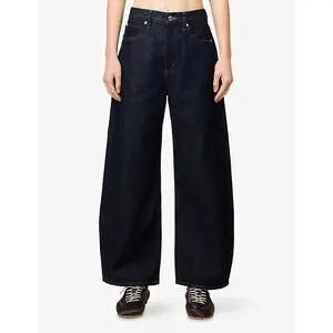 FRAME The Bow Crop Wide-leg High-rise Denim Jeans