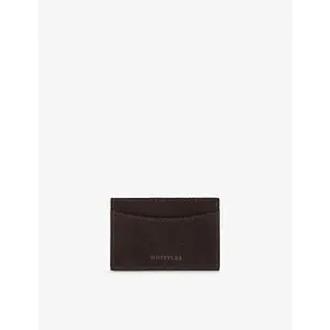 Whistles Brand-debossed Suede Card Holder - Chocolate