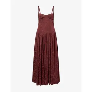 Anna October Antoinette Bodice Satin Midi Dress - Brown