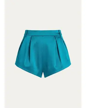 Retrofete Colton Satin Shorts - Sarcelle