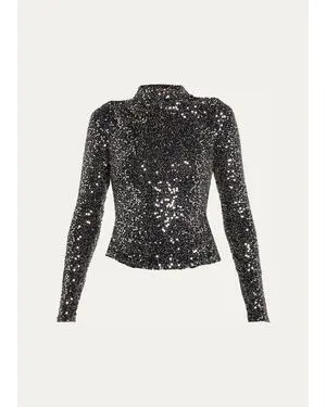 Isabel Marant Étoile Lou Embellished Mesh High-neck Top - Silver