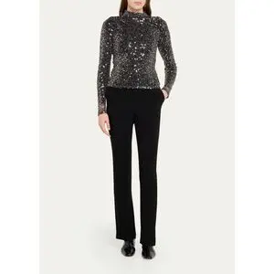 Isabel Marant Étoile Lou Embellished Mesh High-neck Top