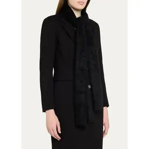 Fleurette Brushed Cashmere Wrap - Black