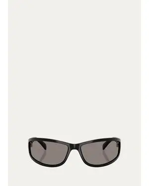 Miu Miu 69mm Wraparound Sunglasses - Black