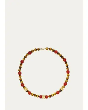 GRACE WINFREY Napa 18k Carnelian And Tiger's Eye Beaded Necklace - Multi