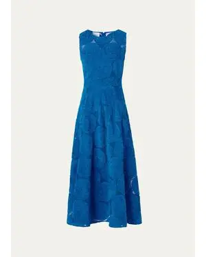 Akris Chenille Dot Embroidered Sleeveless Midi Dress - Uranus