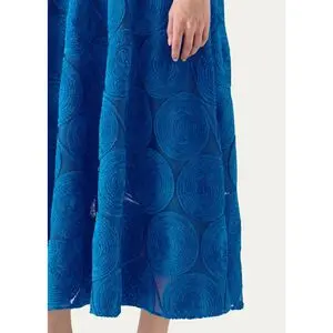 Akris Chenille Dot Embroidered Sleeveless Midi Dress
