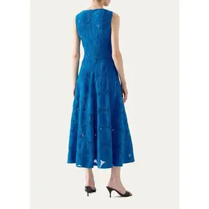 Akris Chenille Dot Embroidered Sleeveless Midi Dress