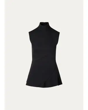 Akris Mock Turtleneck Peplum Top - Black