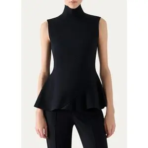Akris Mock Turtleneck Peplum Top