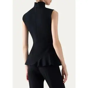 Akris Mock Turtleneck Peplum Top