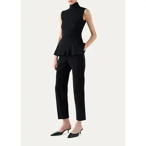 Akris Mock Turtleneck Peplum Top