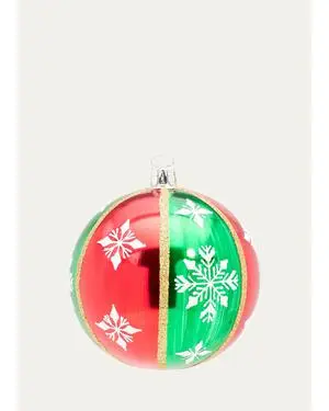 Bergdorf Goodman Snowflake Glass Christmas Ornat - Red