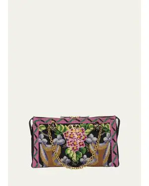Valentino Garavani Panthea Medium Floral Embroidered Shoulder Bag - Multicolor