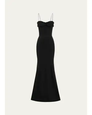 Alex Perry Cupped Draped Satin Gown