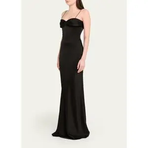 Alex Perry Cupped Draped Satin Gown