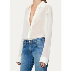 Eterne Constance Semi-sheer Georgette Button-front Shirt