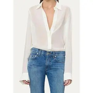 Eterne Constance Semi-sheer Georgette Button-front Shirt