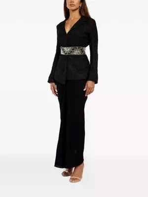 INTERNATIONAL APPEAL Paisley-textured Belted Blazer