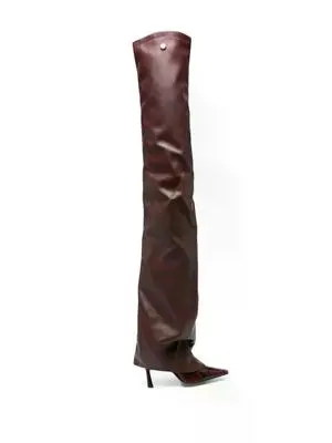 Attico Robin Snakeskin-effect Thigh-high Boots - Red