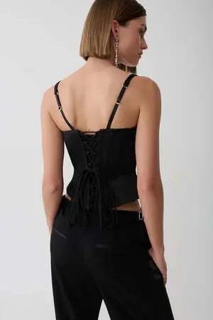 Meshki Melina Satin Peplum Corset Top