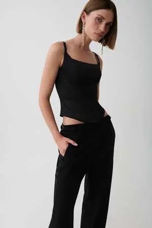 Meshki Melina Satin Peplum Corset Top