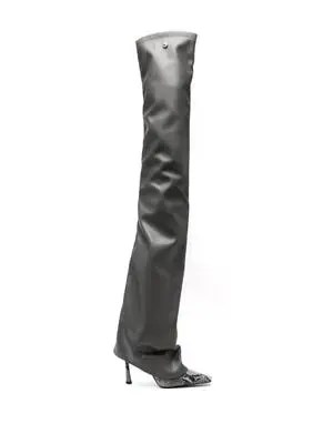 Attico Robin Snakeskin-effect Boots - Grey