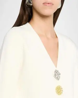 Cinq À Sept Evania Embellished Wool-blend Cardigan - Ivory