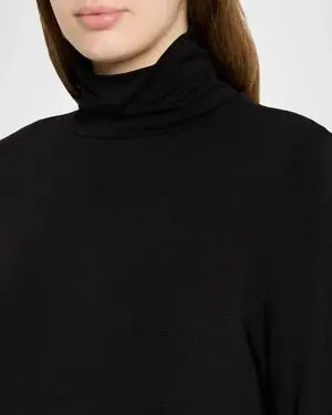 Eileen Fisher Turtleneck Jersey Midi Dress - Black