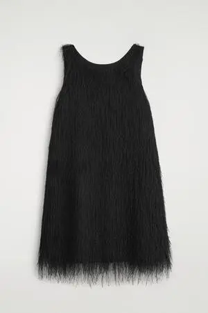 Cos Fringed Mini Dress - Black