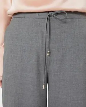 Max Mara Wide-leg Stretch Wool Trousers - Medium Gre