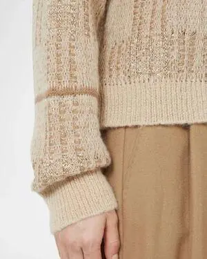 Max Mara Sequin Plaid Knit Sweater - Ecru