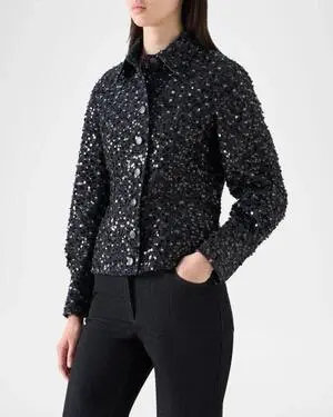 Akris Starry Sequined Denim Jacket