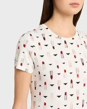 L & Apos;AGENCE Ressi Fitted Crewneck T-shirt - Ivory Multi