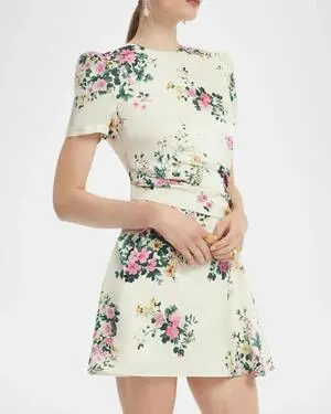 LEO LIN Elyse Ruched Floral-print Mini Dress - Psy Prnt S