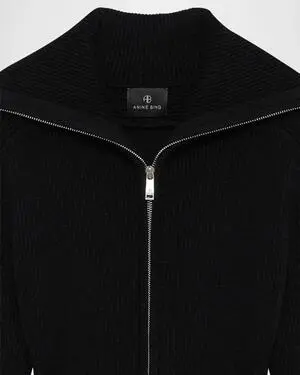 ANINE BING June Rib-knit Mini Dress - Black