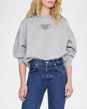 ANINE BING Miles Studio Cotton-blend Sweatshirt - Grey