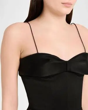 Alex Perry Cupped Draped Satin Gown - Black