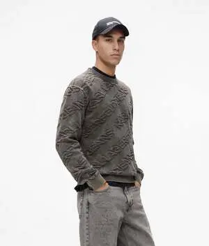 Karl Lagerfeld Logo Acid Wash Sweater - Black