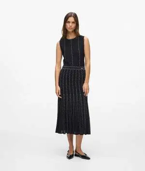 Karl Lagerfeld Contrast Stitch Pleated Skirt - Black/white