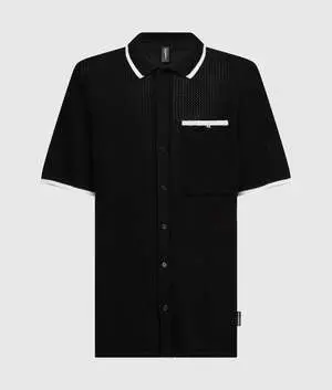 Karl Lagerfeld Contrast Collar Crochet Shirt