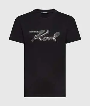 Karl Lagerfeld Signature Rhinestone T-shirt - Black